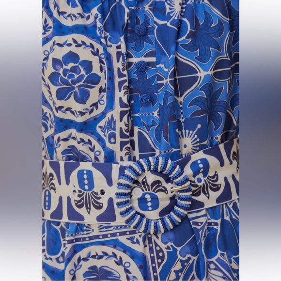 FARM Rio | Dresses | Nwot Farm Rio Blue Tile Maxi Dress In Blue | Poshmark